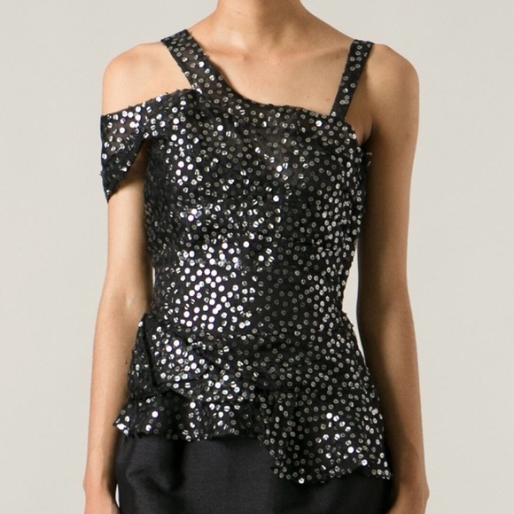 Isabel Marant | Tops | Isabel Marant Black Silk Sequin Ruffle Top ...